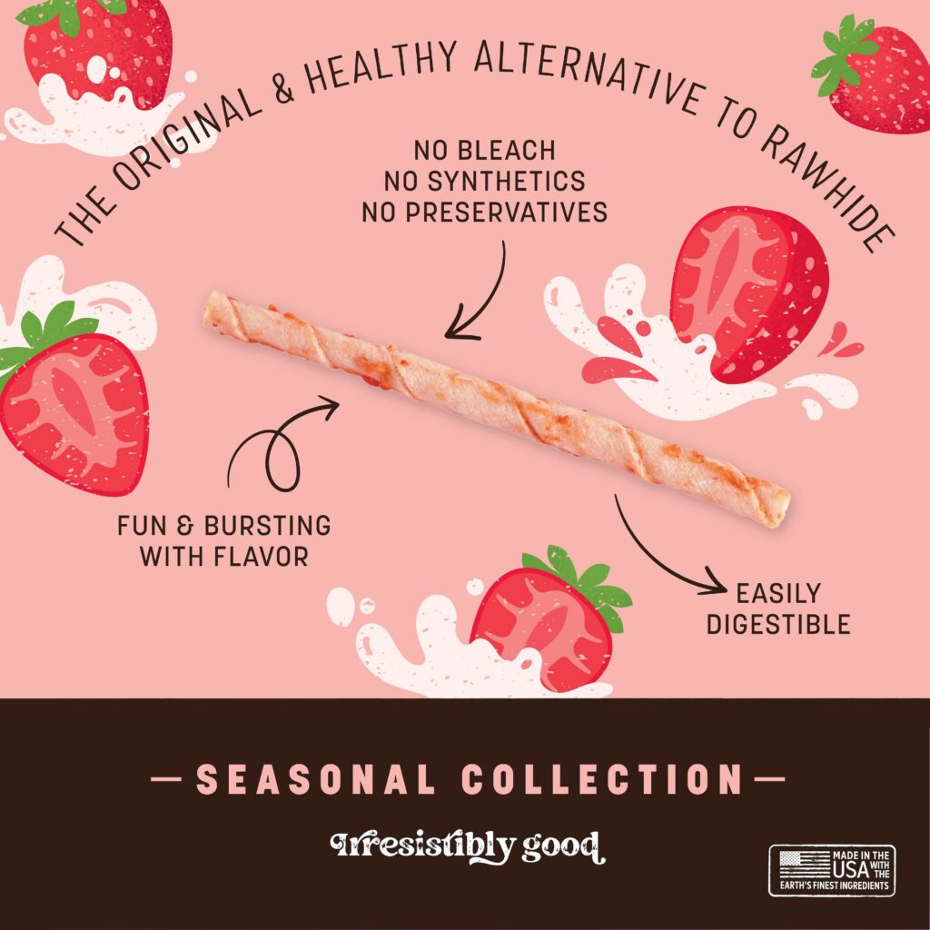 Strawberries & Cream No-Hide® Stix | Natural Dog & Cat Chews